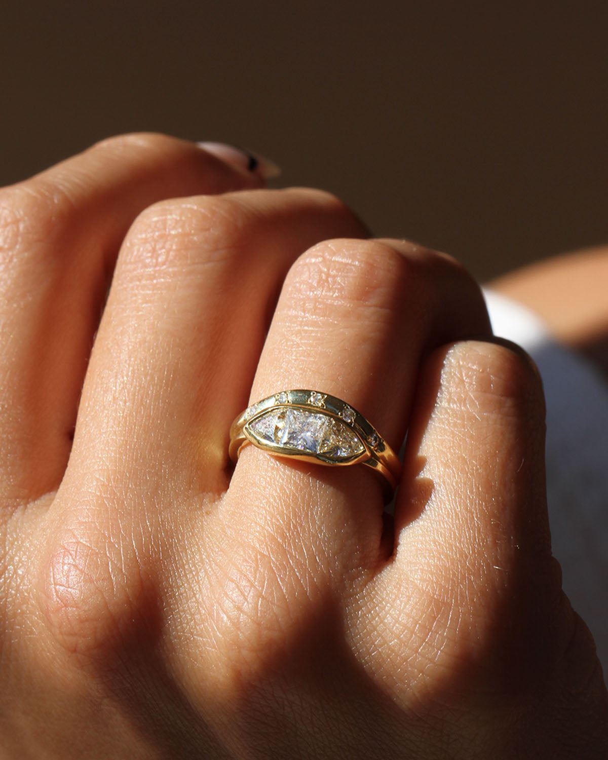 Curved Sprinkle Diamond Band – Sophie Hughes