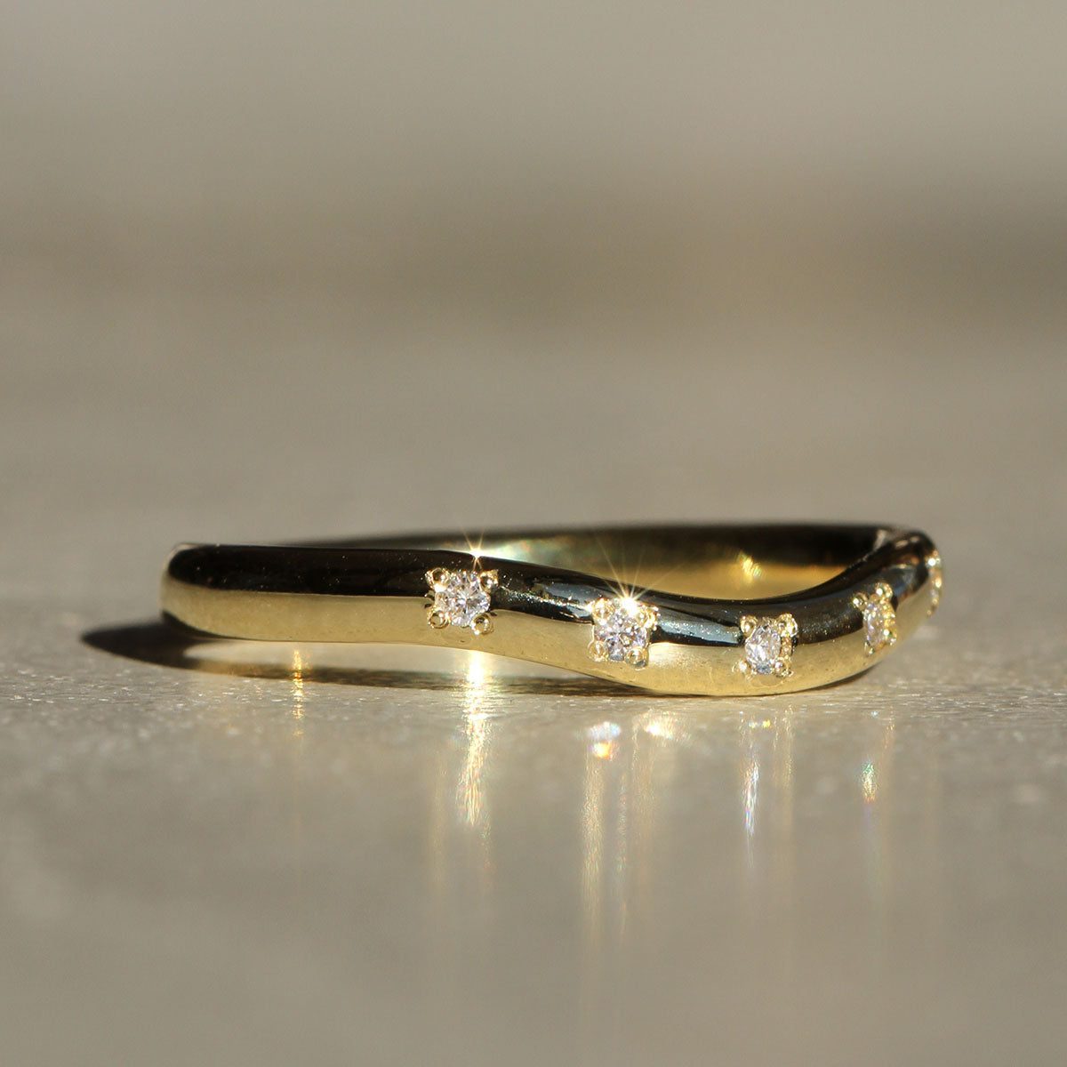 Shallow Curved Sprinkle Diamond Band – Sophie Hughes